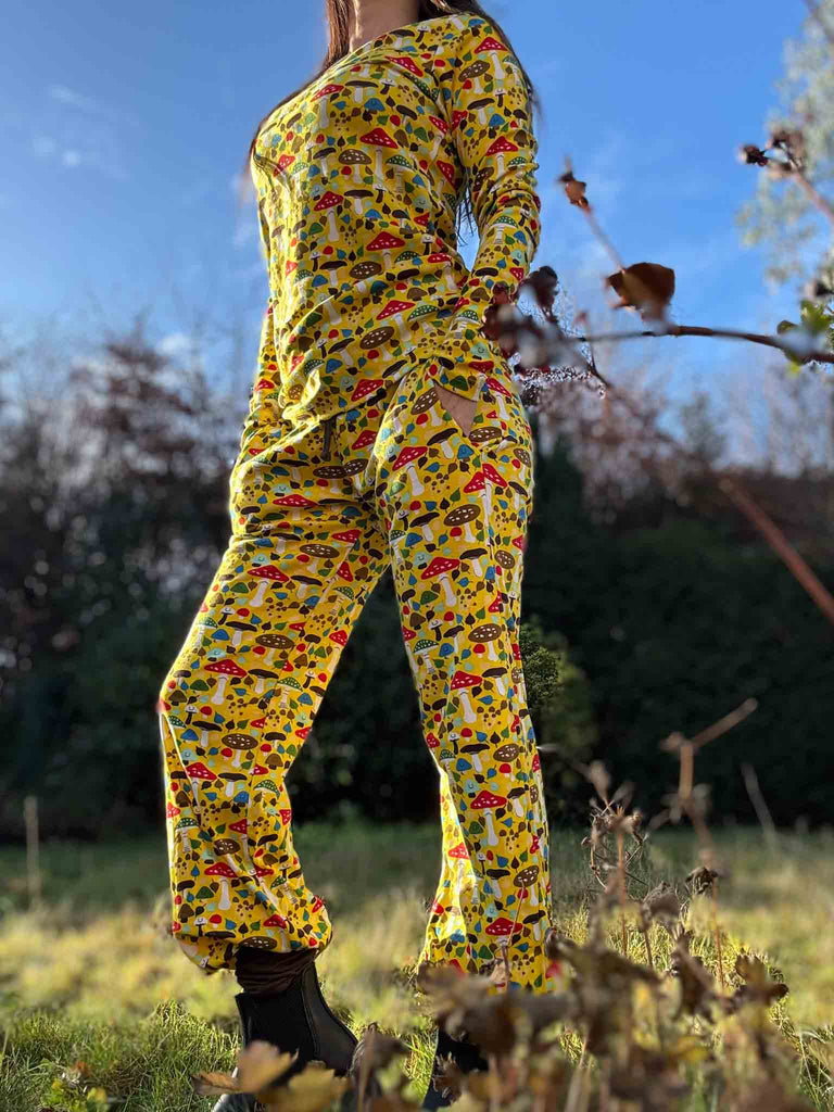 DUNS Adult Baggy Pants - Mushrooms Yellow – Strawberry Meerkat Boutique