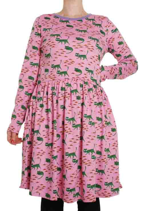 DUNS Adult LS Gathered Dress - Cat Pink – Strawberry Meerkat Boutique